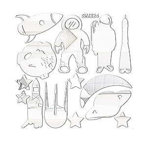 14Pcs Astronaut Space Rocket Mirror Wall Decal Stickers, Outer Space Planet Wall Decals, 3D Acrylic Space Bedroom Decor, Spaceman Spacecraft Vinyl Wall Art DIY for Boys Girls Room, Silver