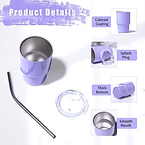 REFARICO 6 Pack 3oz Mini Tumbler Shot Glasses with Straw and Lid Stainless Steel Colored Sublimation Tumblers Double Wall Vacuum Insulated Cups for Party, Birthday's Day-Multicolor