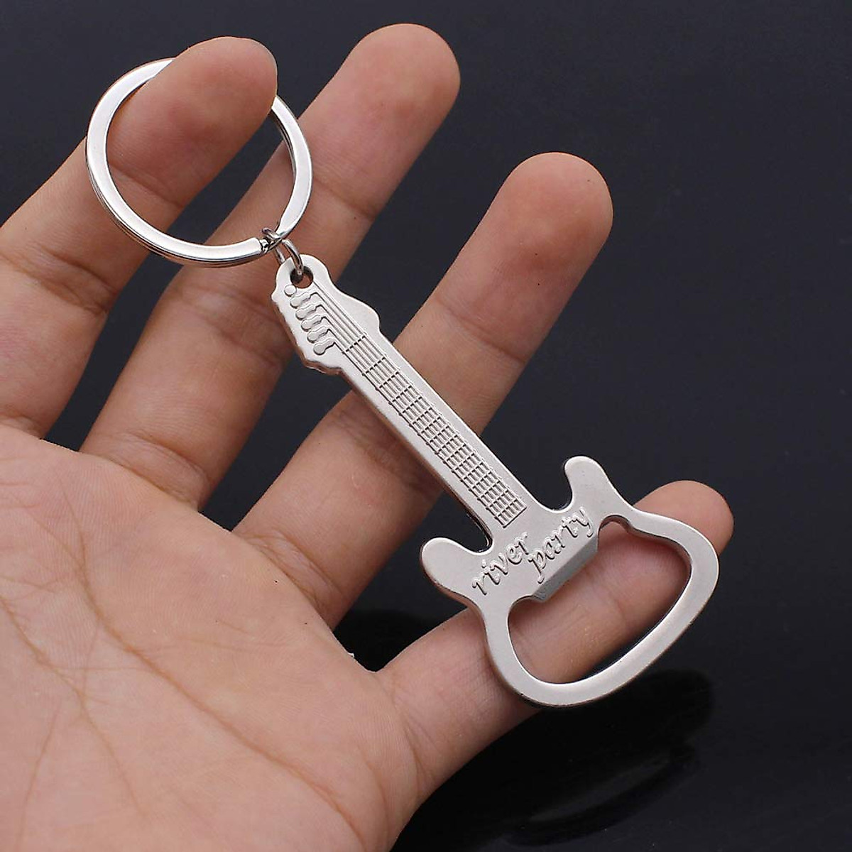 Beer Bottle Guitar Opener Keychain Creative Key Ring Beverage Openers Kitchen Accessories