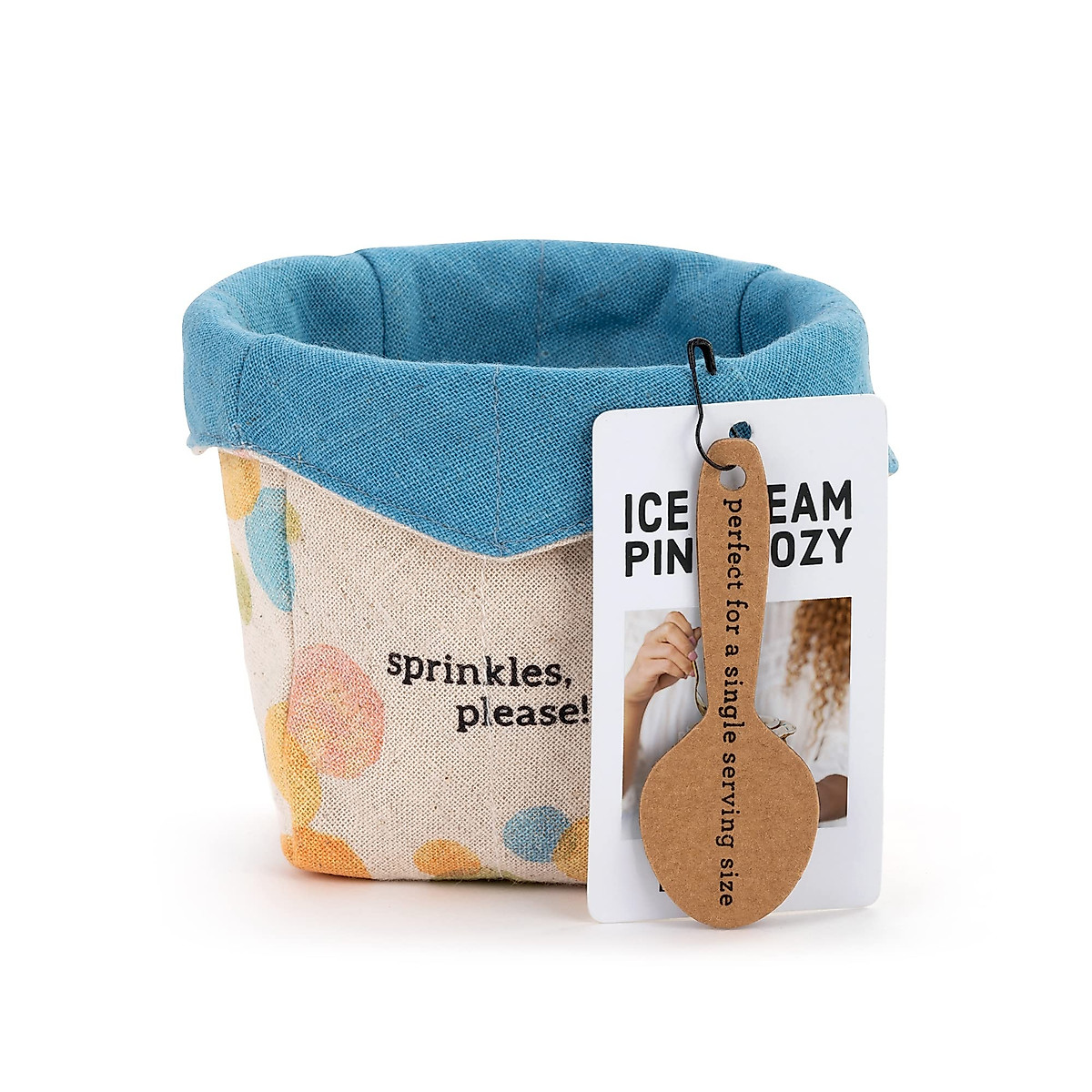 DEMDACO Sprinkles Please Blue 4.5 x 4 Cotton Linen Cold Cozy