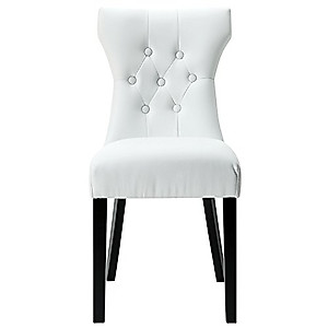 Modway Silhouette Modern Tufted Vegan Leather Upholstered Parsons Dining Chair in White, One