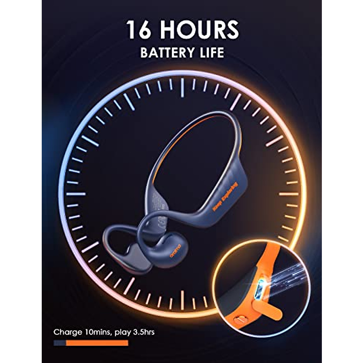 Oraimo Open Ear Headphones, Wireless Earbuds for Android & iPhone, Open Ear Earbuds, Built-in Mic,Sweat/Splash Proof, 16 Hrs Music Play, for Running Cycling Climbing with Deep Base