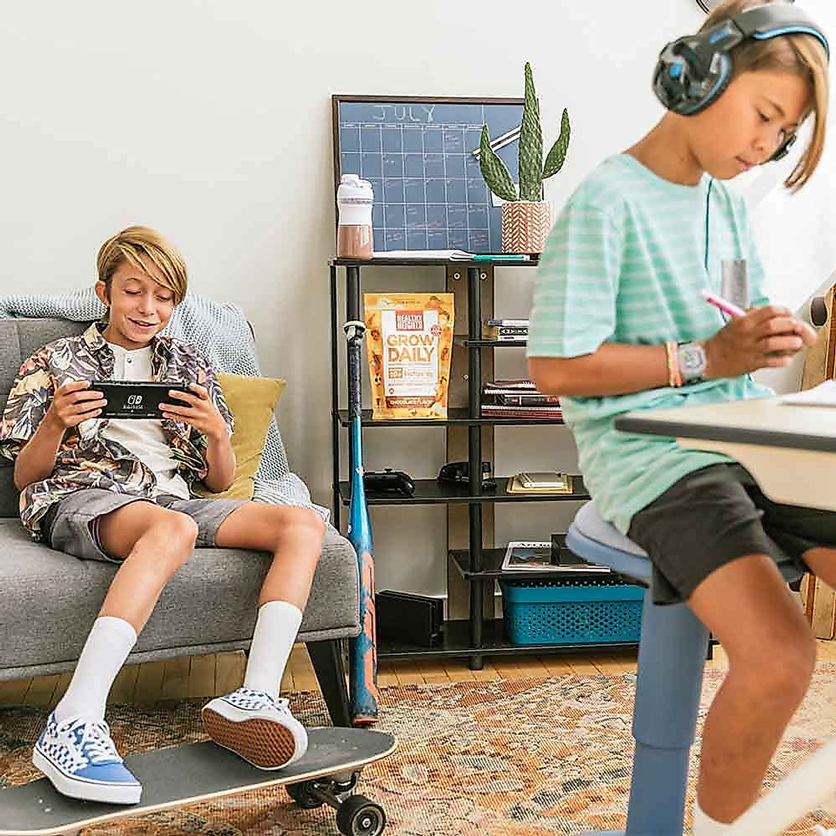 Grow Daily Boys 10+ Shake Mix Bag by Healthy Heights - Protein Powder (Chocolate) - Developed by Pediatricians - High in Protein Nutritional Shake - Contains Key Vitamins & Minerals