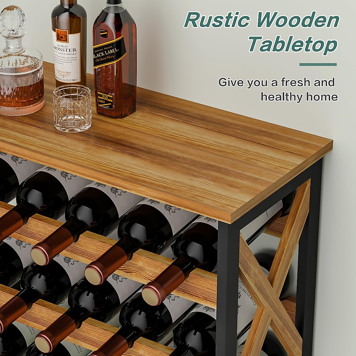 25 Bottle Wine Rack Freestanding Floor Rustic Wine Holder Stand 5 Tier Wobble-Free Tall Wine Racks Wine Large Display Storage Shelf for Cellar Kitchen 21.6''L x 10.6''W x 31.8''H