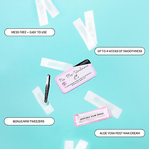 No Mo-Unibrow Hair Removal Waxing Kit - Waxing Strips For Eyebrows, Face, Upper Lip, and Chin - As Seen On Shark Tank - Travel Friendly Wax Strip For Face - Wax Strips and Mini Tweezers - 2 Pack