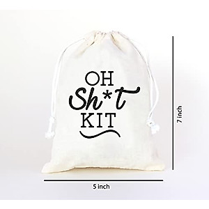 Oh Shit Kit Drawstring Hangover Bachelorette Kit Bags Cotton Muslin Drawstring Bags for Bridal Shower Hen's Party Kit Bag