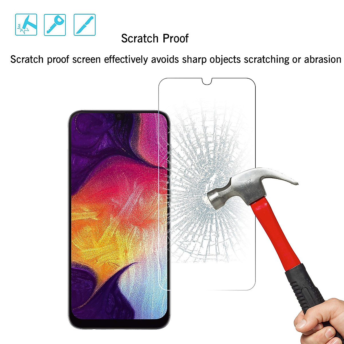 Ailun Screen Protector for Samsung Galaxy A50,A30,A50s,A30s,A40,M30,M31 Tempered Glass Screen Protector 3Pack 9H Hardness 2.5D Edge,Case Friendly