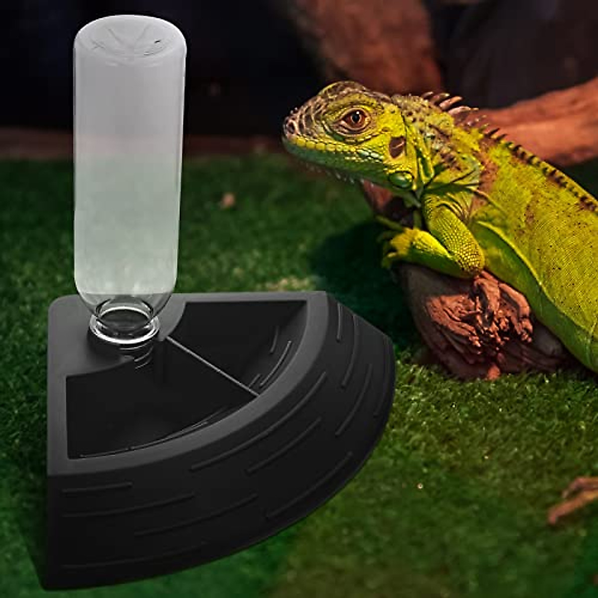 Balacoo Reptile Water Feeder Automatic Water Dispenser Waterer Feeding Accessories for Turtle Bearded Dragons Lizards Geckos Pet Lizard Drinking Tray Black