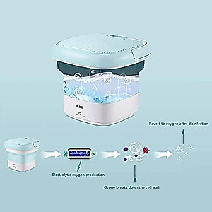 Zvivi Portable Washing Machine, Folding Fully Semi-Auto Laundry Machine, Turbine Washer, USB Cable, Low Noise, Mini Washing Machine for Camping, Dorms, Apartments,Business Trips,Blue