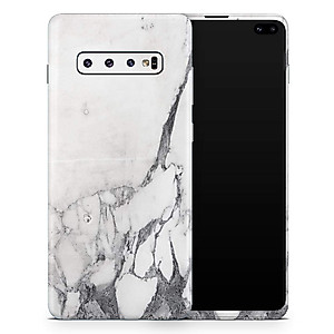 DesignSkinz White & Grey Marble Surface V3 2 Protective Vinyl Decal Wrap Skin Cover Compatible with The Samsung Galaxy S20 (Screen Trim & Back Glass Skin)