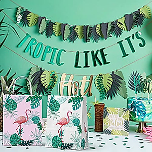KALEFO 24PCS Luau Party Supplies Flamingo Party Favors Treat Bags Summer Tropical Palm Leaves Hawaii Paper Gift Bags