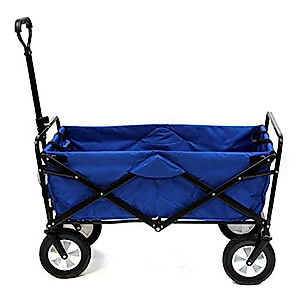 Mac Sports Heavy Duty Steel Frame Collapsible Folding 150 Pound Capacity Outdoor Camping Garden Utility Wagon Yard Cart, Blue