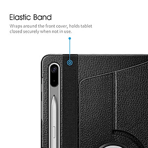 Fintie Rotating Case for Samsung Galaxy Tab S8 Plus 2022/S7 FE 2021/S7 Plus 2020 12.4 Inch with S Pen Holder, 360 Degree Swiveling Stand Cover Auto Sleep/Wake, Black