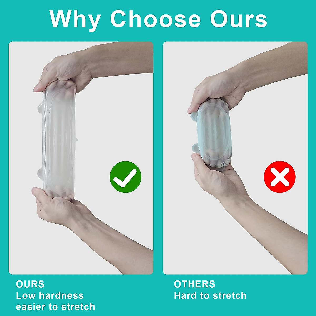 KVK Silicone Stretch Lids Large - LFGB Certified 100% Silicone Bowl Cover - Thicker Reusable Food Storage Covers Fit 5.5” to 8.7” - Microwave Dishwasher and Freezer Safe 12pcs 3 Different Sizes