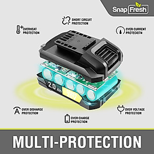 SnapFresh 20V 2.0Ah Li-ion Battery, (Not Works with Other Brands), Lithium-Ion Battery Support Fast Charging(BBT-DC20A)