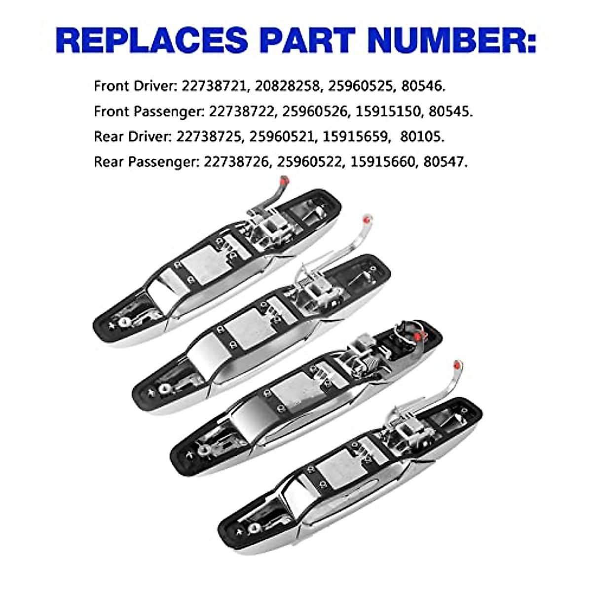 LCWRGS 4pcs Exterior Chrome Door Handle Front Rear Driver & Passenger Side Replacement for 2007-2013 Cadillac Escalade Chevy Silverado Avalanche Tahoe GMC Sierra Yukon