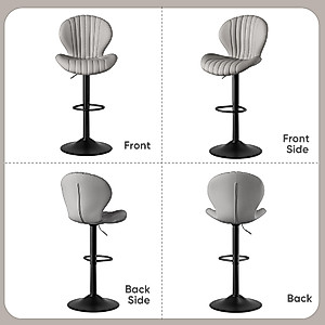 Nalupatio Bar Stools Set of 4 Modern Swivel Bar Chairs, Barstools Counter Height with High Backrest, Easy 3-5 Minute Assembly for Bar, Kitchen, Dining Room Light Grey