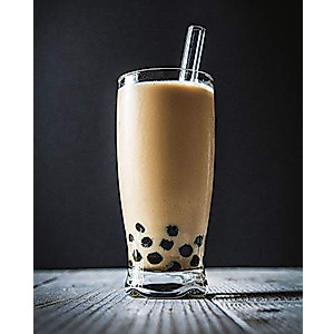 ALINK Reusable Glass Boba Straws, 14mm Extra Wide Clear Smoothie Straws for Bubble Tea, Pack of 4 with 1 Case and 2 Brush