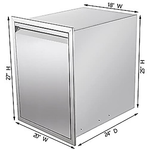 Atatod Pull-Out Double Trash Drawer Stainless Steel Outdoor Kitchen Trash Drawer Storage for Two 10 Gallon Commercial Wastebaskets…