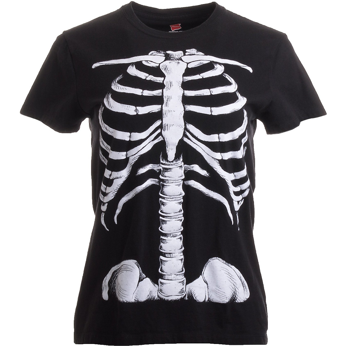 Ann Arbor T-shirt Co. Skeleton Rib Cage | Jumbo Print Novelty Halloween Costume Ladies' T-Shirt-Ladies, L Black