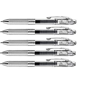Pentel Energel Infree Gel Ink Ballpoint Pen 0.5mm, Needle Tip, Black Ink, 5 Pen Set(Japan Import)