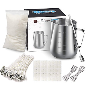 Candle Making Kit, Soy Wax DIY Candle Craft Tools Including Pouring Pot, Wicks, Wicks Sticker, 3-Hole Wicks Holder, Natural Soy Wax and Spoon