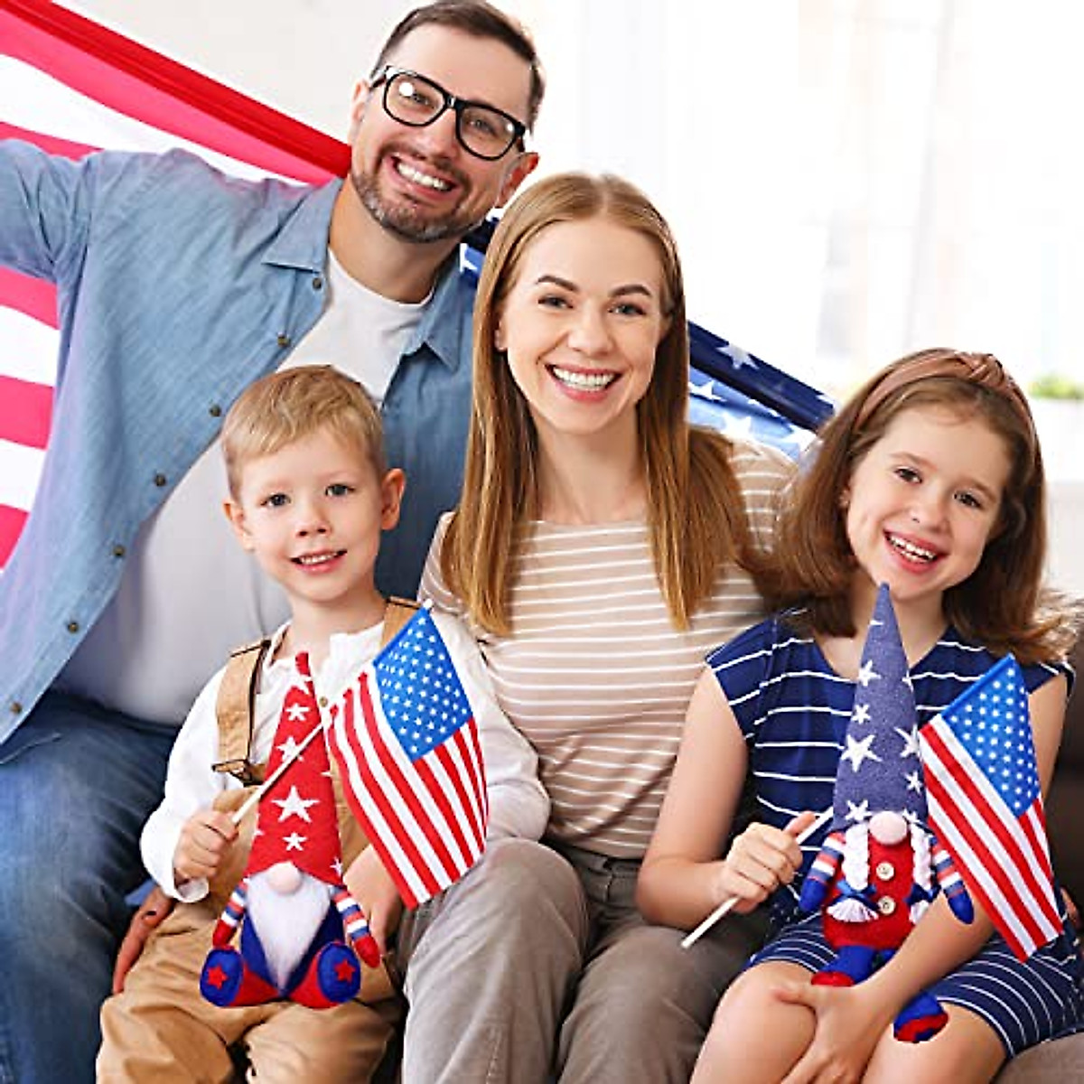 ZTML MS 4th of July Decorations Gnomes - 2pcs Mr & Mrs. Patriotic Gnomes - Handmade Swedish Tomte for Fourth of July Memorial Day Decorations Veterans Day Armed Forces Day