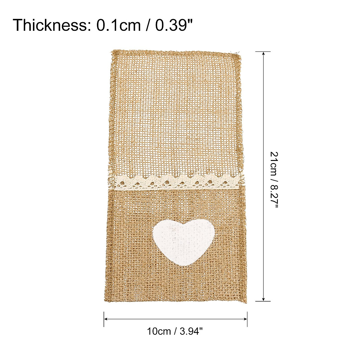 uxcell Burlap Lace Utensil Holders, 20Pcs Knife Forks Napkin Silverware Holder Bag Cutlery Pouch for Wedding Dinner Decor