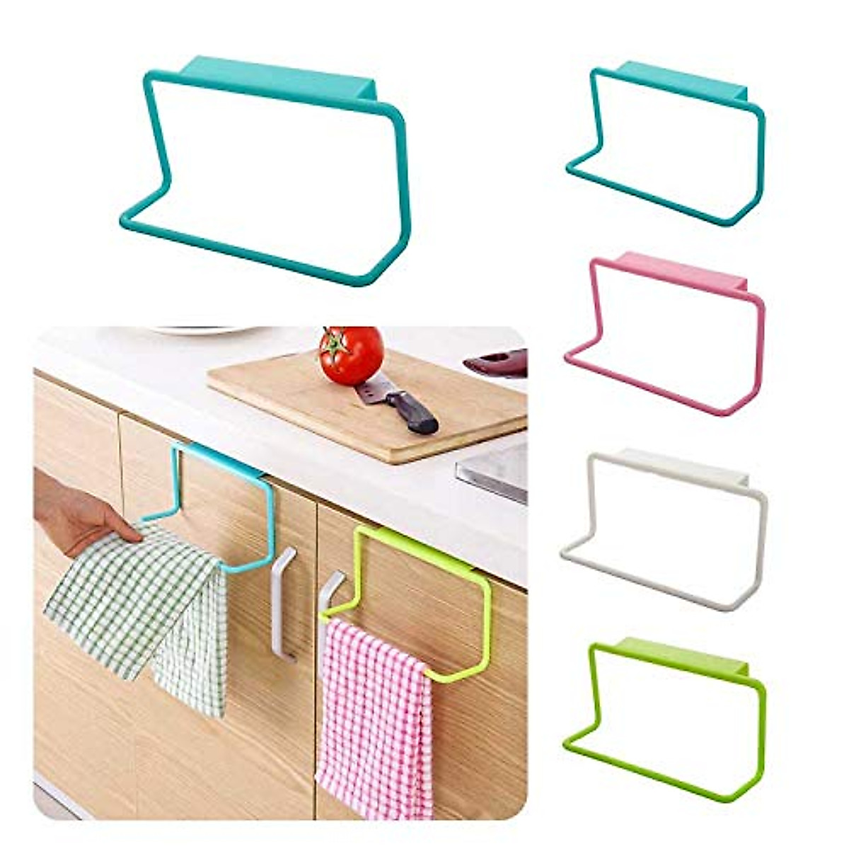 Sdoveb Towel Rack Hanging Holder, Towel or Cleaning Rags Holder, for Bathroom Kitchen Cabinet Cupboard Organizer Hanger Over Door (White)