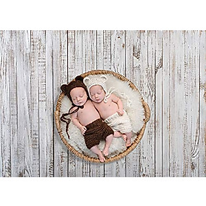 WOLADA 8x6FT Vintage Wood Backdrop Retro Rustic White Gray Wooden Floor Backdrops for Photography Kids Adult Photo Booth Video Shoot Vinyl Studio Prop 11890