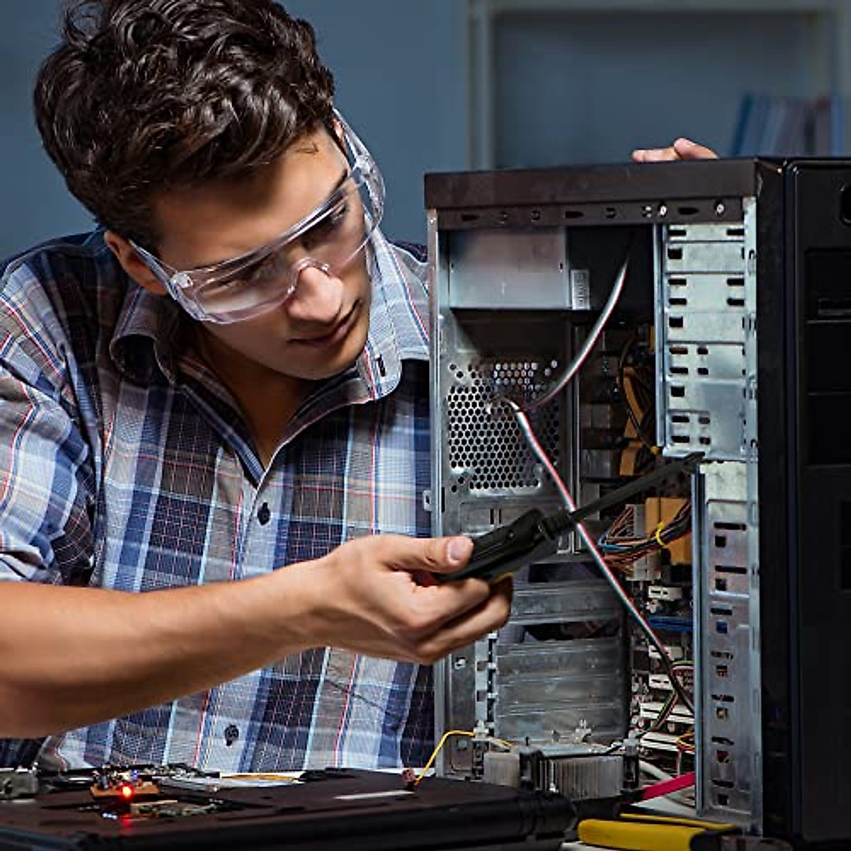 HYBRO Rechargeable Cordless 3.6V Screwdriver Set, Electric and Manual Battery Powered Professional and Home Improvement Tool-2N.m to 10N.m Torque, Double-End Bit,USB Charge,LED Light - H200Q (Black)