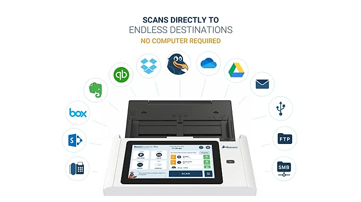 Raven Pro Max Scanner: Wireless Cloud Scan, ADF+Flatbed