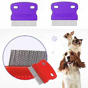 3Pcs Grooming Kit with Handle: Flea Remover Combs for Long Hair Dogs and Cats (Random Color)