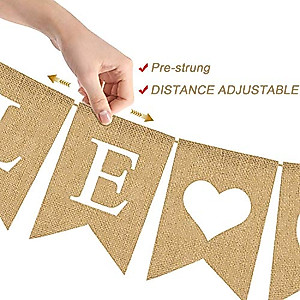 Rainlemon Jute Burlap Welcome Little One Banner Rustic Baby Shower Gender Reveal Party Decoration Supply