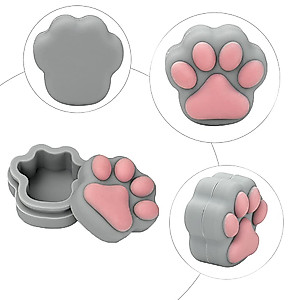 YHSWE 6pcs 3ml Cat Paw Non-stick Food Grade Silicone Wax Container with Carving Multi Use Silicone Jars for Wax, Essential Oil, Lip Balm, Shatter, Spices, Multicolor