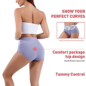 Honzadar Womens High Waist Underwear,Tummy Control briefs,Postpartum Panties,Full Coverage(5Pack-L), Large