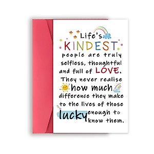 YiKaLus Cute Appreciation Card for Kindest Person, Great Thank You Card with Envelope for Women Men, Sweet Friendship Gift for Friends Classmates, Best Thank You Gift Ideas for Mom Dad