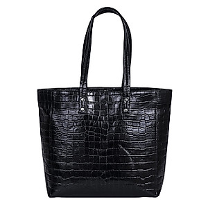 ANTONIO VALERIA Alexis Black Printed Leather Tote/Top Handle Shoulder Bag for Women