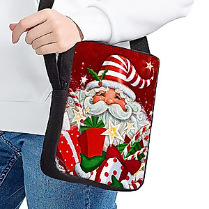 Bigcardesigns Christmas Messenger Bags for Adult Kids,Cute Santa Claus Printed Sling Crossbody Bag for Ladies Girls Outdoor Travel Purse Shoulder Handbag Satchel