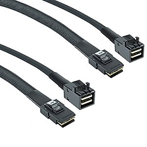 2 Pack 12G Internal Mini SAS HD SFF-8643 to SFF-8087(36Pin) Cable, 0.5m Internal Mini SAS to Mini SAS Cable, 36 Pin, with Sideband, 100 Ohm, Flexible, Support RAID, PCIE Controller, 0.5-Meter(1.6ft)