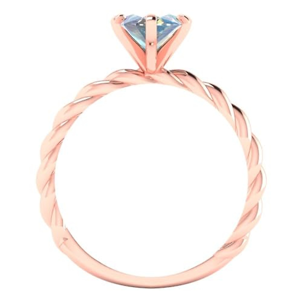 Clara Pucci 2ct Marquise Cut Solitaire Rope Twisted Knot Blue Moissanite Engagement Promise Anniversary Ring 18K Rose Gold Women 6.25