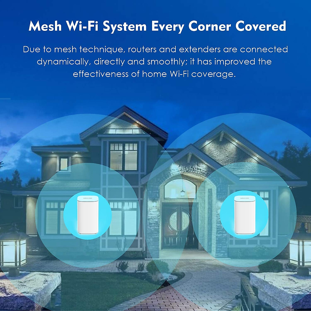AC3000 Mesh WiFi Router WiFi Extender Tri-Band with MU-MIMO for Whole Home Network up to 5,500 Sq.ft. Coverage, Replace Wi-Fi Router and Range Extenders,3xGigabit Ports,Parental Controls,2-Pack