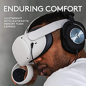 Logitech G PRO Gaming Headset for Oculus Quest 2 - Oculus Ready - Custom-Length Cable - PRO-G Precision Gaming Audio Driver - Steel and Aluminum Build - Low-Latency 3.5 mm Aux Connection (Renewed)