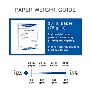 PrintWorks Half Sheet Perforated Paper, 8.5 x 11, 20 lb, 2500 Sheets, White (04116C)