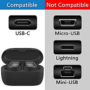 GEEKRIA USB Earbuds Short Charger Cable Compatible with Jabra Elite10, Elite 4, Elite 3, Elite Active 75t, Elite 7 Pro Charger, USB to USB-C Replacement Power Charging Cord (1 ft / 30 cm 2 Pack)