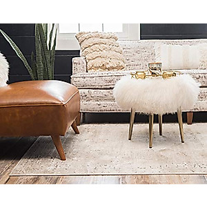 Unique Loom Chateau Collection Distressed, Textured, Vintage, Border, Rustic, Traditional Area Rug, 4 ft x 6 ft, Beige/Light Brown