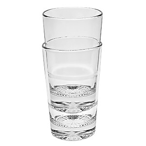 Barski - European - Glass - Hiball Tumbler- Stackable - Won't Get Stuck - Artistically Designed - 14.2 oz. - Set of 6 Highball Glasses - Made in Europe