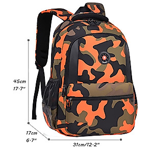 Ladyzone Camo School Backpack Lightweight Schoolbag Travel Camp Outdoor Daypack (Camo Orange) LZ003 One Size
