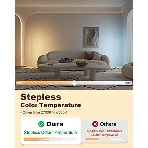 TACAHE Minimalist Corner Floor Lamp - 2700K-6500K Dimmable LED Night Light - Modern Standing Mood Lamp with Remote Control for Living Room, Bedroom - 57" 12W - Gold