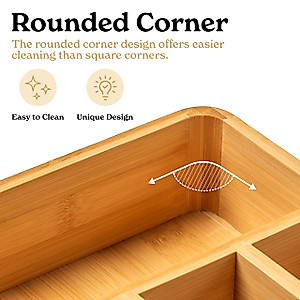 SMIRLY Silverware Drawer Organizer – Bamboo Kitchen Drawer Organizer, Adjustable Utensil Holder and Cutlery Tray, Drawer Dividers for Flatware and Kitchen Utensils